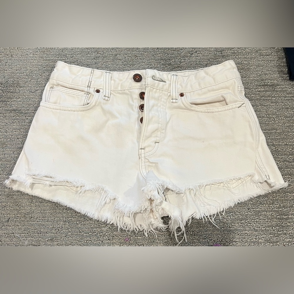 Free People White Cutoff Jean Shorts - Gem